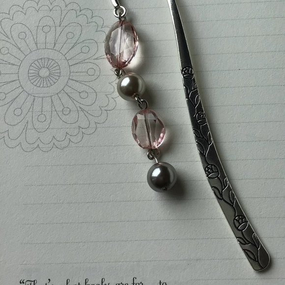 Office | Tibetan Metal Silver Rose Engraved Beaded Bookmark | Poshmark